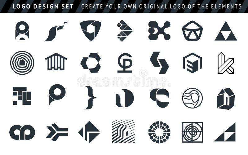 Set of Black and White Signs for Logos. Stock Vector - Illustration of ...