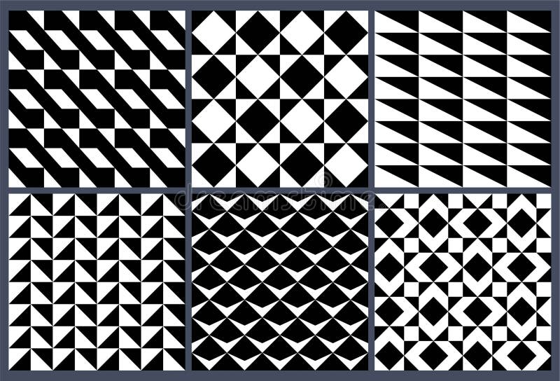 Set of 6 Black and White Vector Pattens Stock Illustration ...
