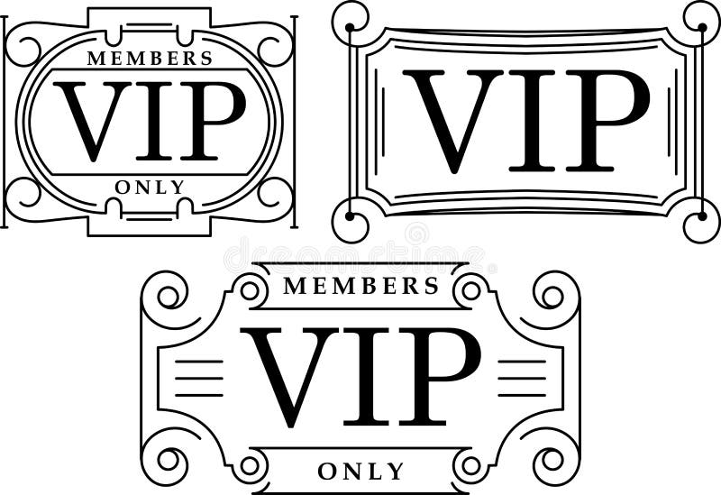Set of 3 Black and White VIP Decors Stock Illustration - Illustration ...