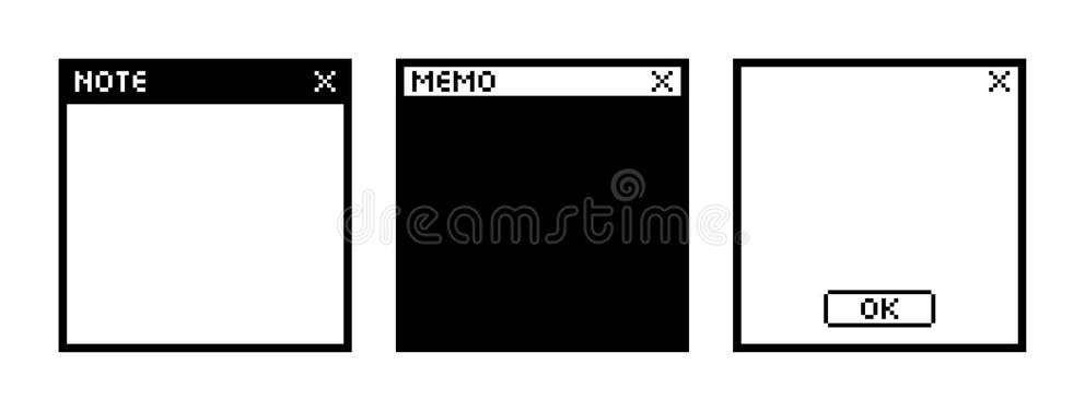 Set of Black and White Web Browser Window Notepad Vector Illustration ...