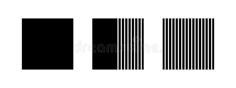 Set of Black Whole, Streaked and Half Striped Square Forms Isolated on ...