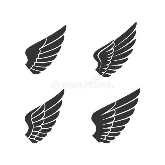 Set of Black of Wings, Frame Wings Vector Set, Angle Wing Set Stock ...