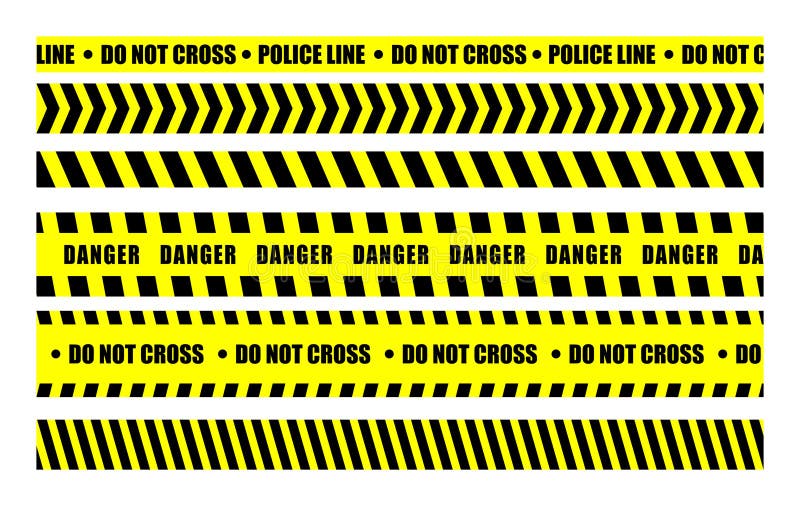 Set of Black and Yellow Police Line Stock Illustration - Illustration ...