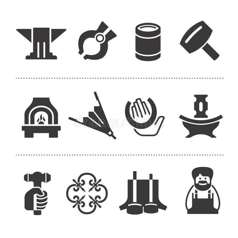 Set of blacksmithing icons stock vector. Illustration of bending - 37642743