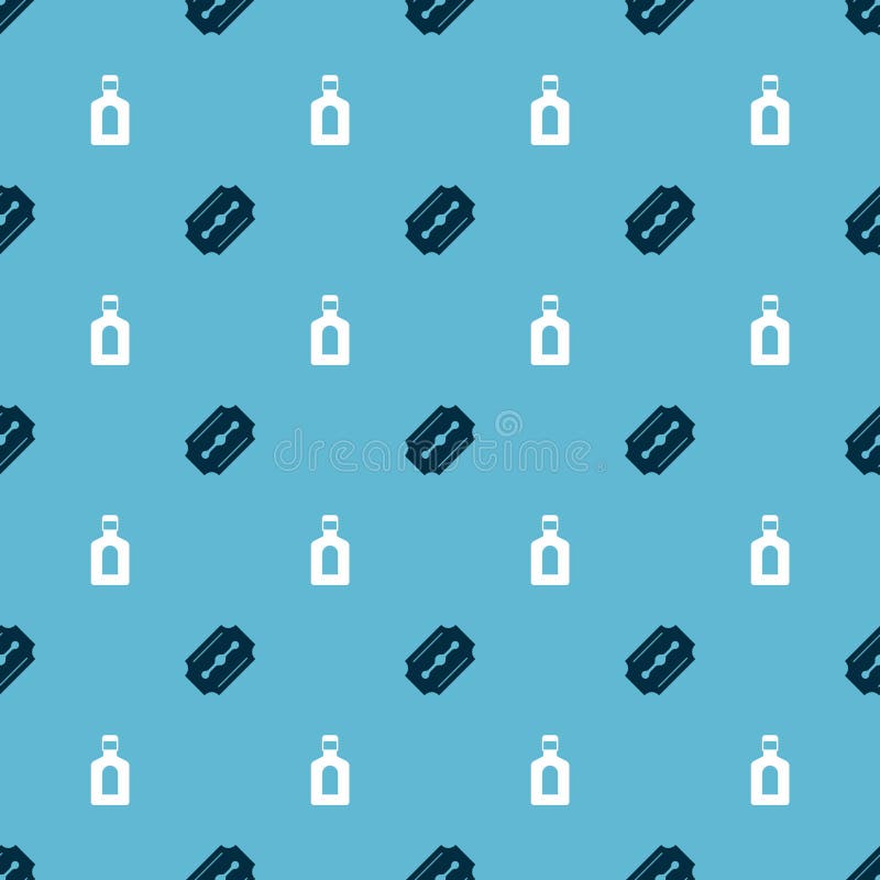 Set Blade Razor and Bottle of Shampoo on Seamless Pattern. Vector Stock ...