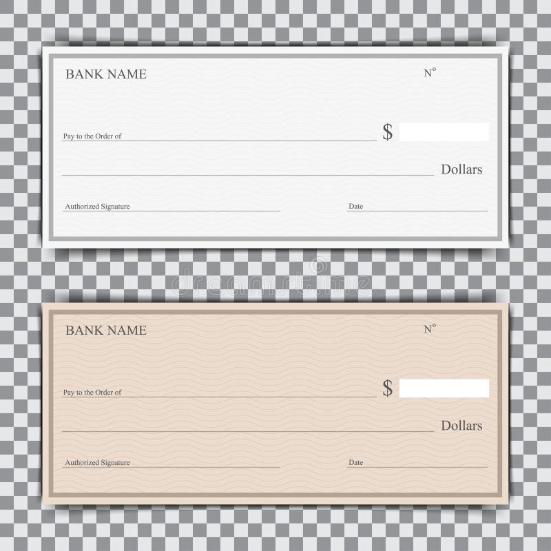 Set of Blank Bank Check with Shadow on a Transparent Background Stock ...