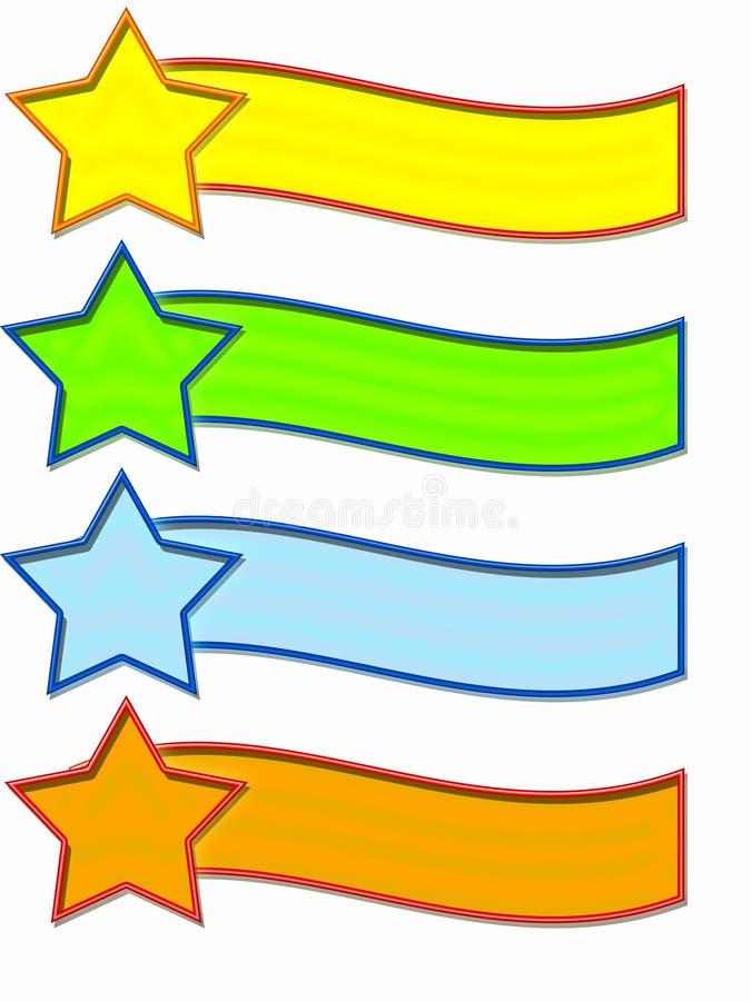 Set of Blank Banners with Single Star Stock Illustration - Illustration ...