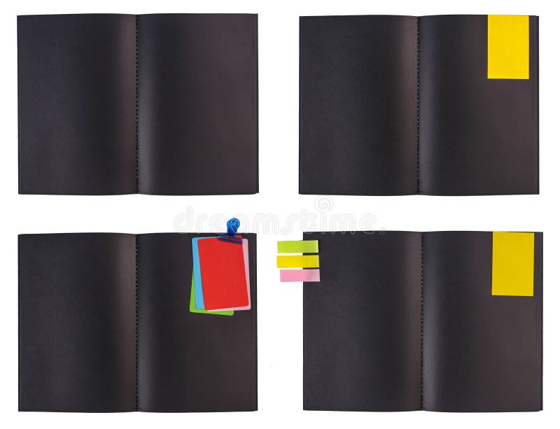 Set of Blank Black Paper Notebooks Isolated on White Stock Photo ...