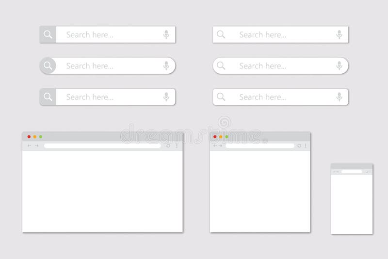 Set of Blank Browser Windows for Different Devices and Search Bar Stock ... Set of Blank Browser Windows for Different Devices and Search Bar Stock ...