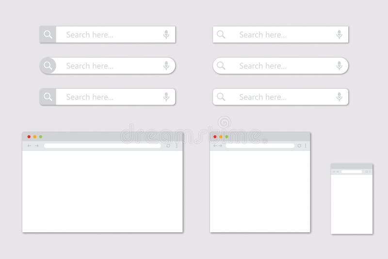 Set of Blank Browser Windows for Different Devices and Search Bar Stock ...