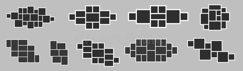 Set of 11 Blank College Frame Photo Part or Picture Vector Mockup Mega ...