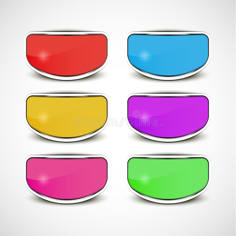 Set of Blank Colored Stickers Stock Vector - Illustration of design ...