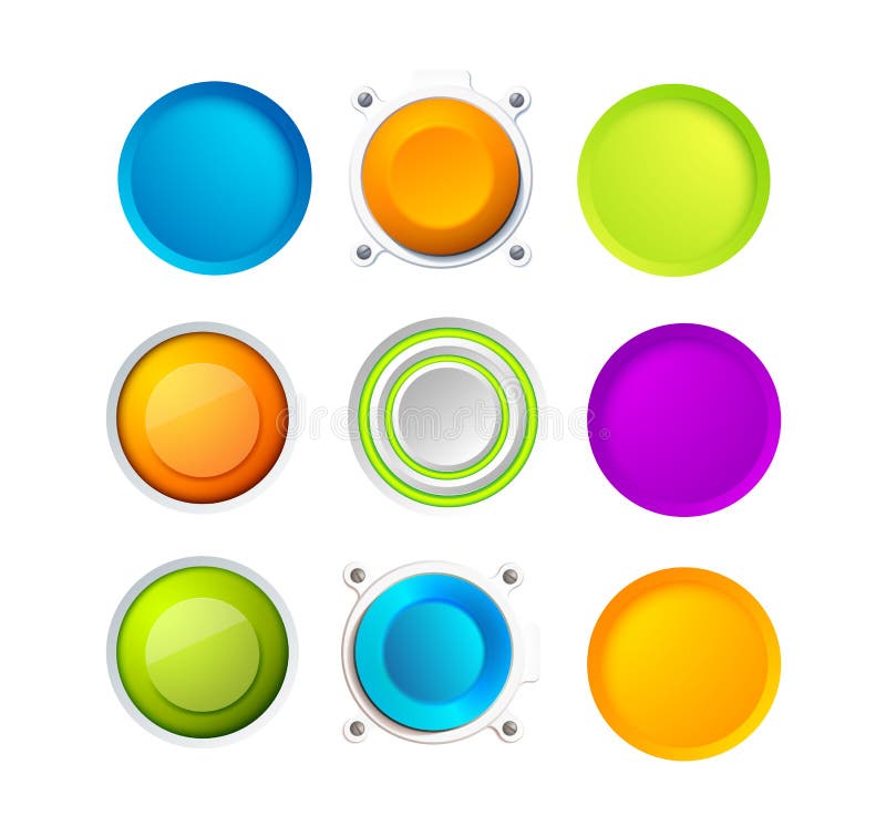 Set of Blank Colorful Buttons Stock Vector - Illustration of abstract ...