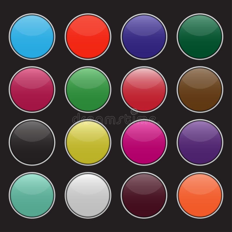 Set of Blank Colorful Circle Buttons Stock Vector - Illustration of ...