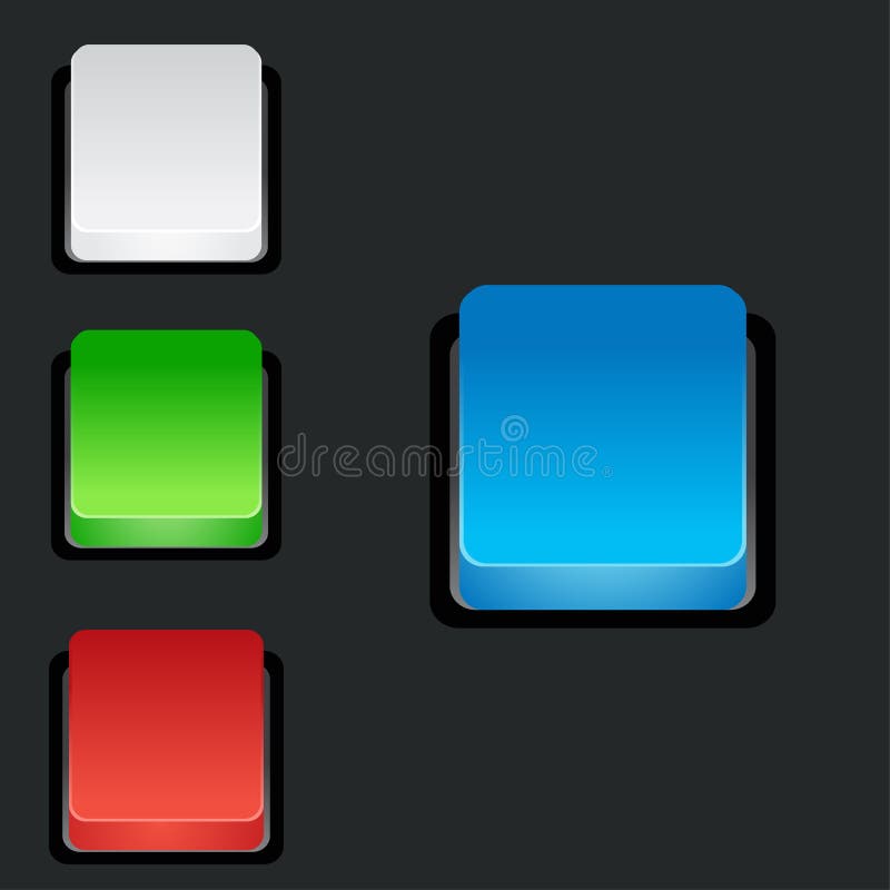 Set of Blank Colorful 3d Square Buttons for Website or App Stock Vector ...