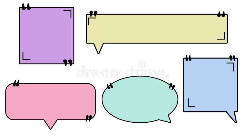 Set of Blank Colorful Quotes Box, Speech Bubble, Text Box, Frame Talk ...
