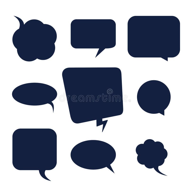 Set of Blank Dark Blue Speech Bubbles. Stock Illustration ...