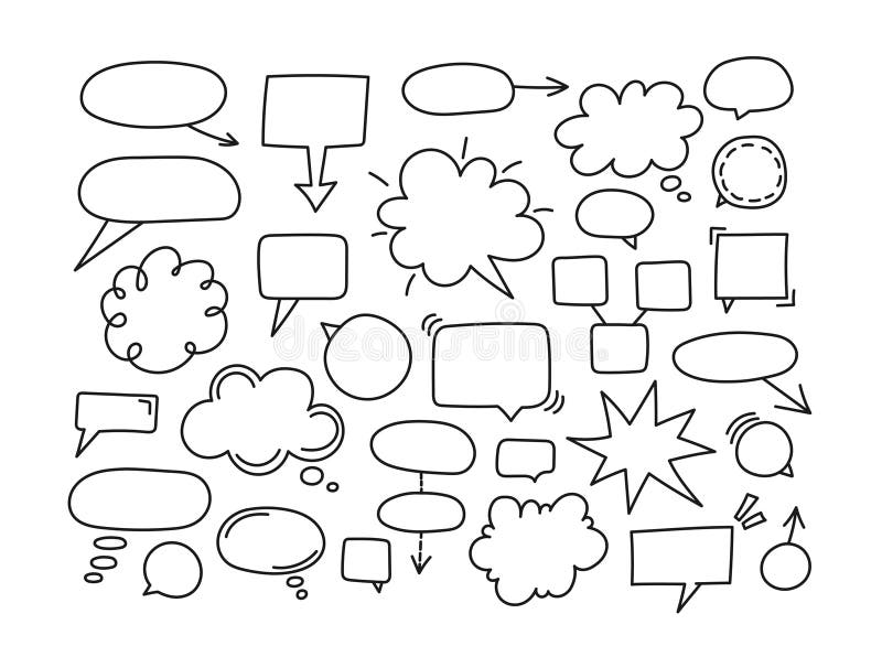 Set of Blank Doodle Speech Bubbles. Stock Vector - Illustration of ...