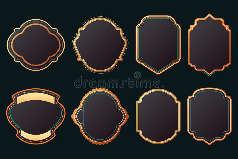 Set of Blank Empty Dark Shields. Shield Badge Shapes. Vintage Frames ...