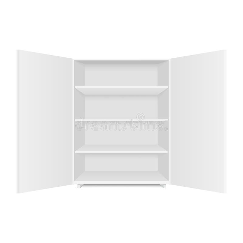 Set of Blank Empty Showcases Display with Retail Shelves. Front View ...