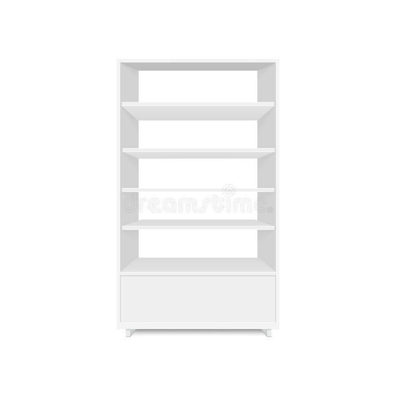 Shelves Front View on White Background. 3d Rendering Stock Illustration ...
