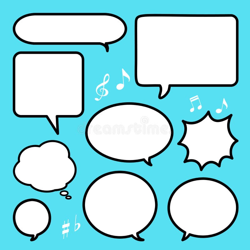 Set of Blank Empty White Speech Bubbles and Dialog Balloons Stock ...