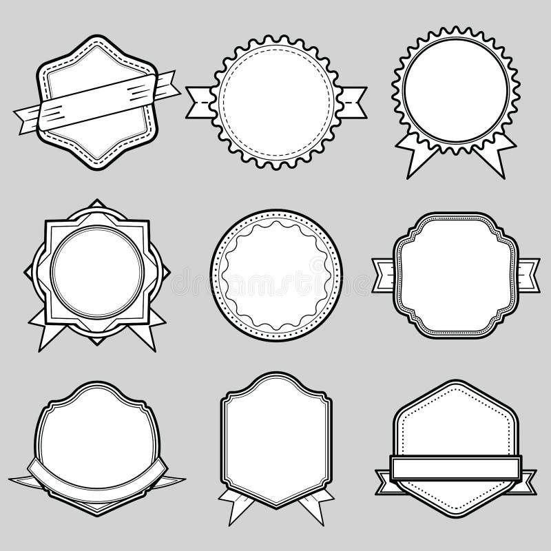 Set of Blank Frame Badges Ribbons and Labels Set 3. Vector Illus Stock ...