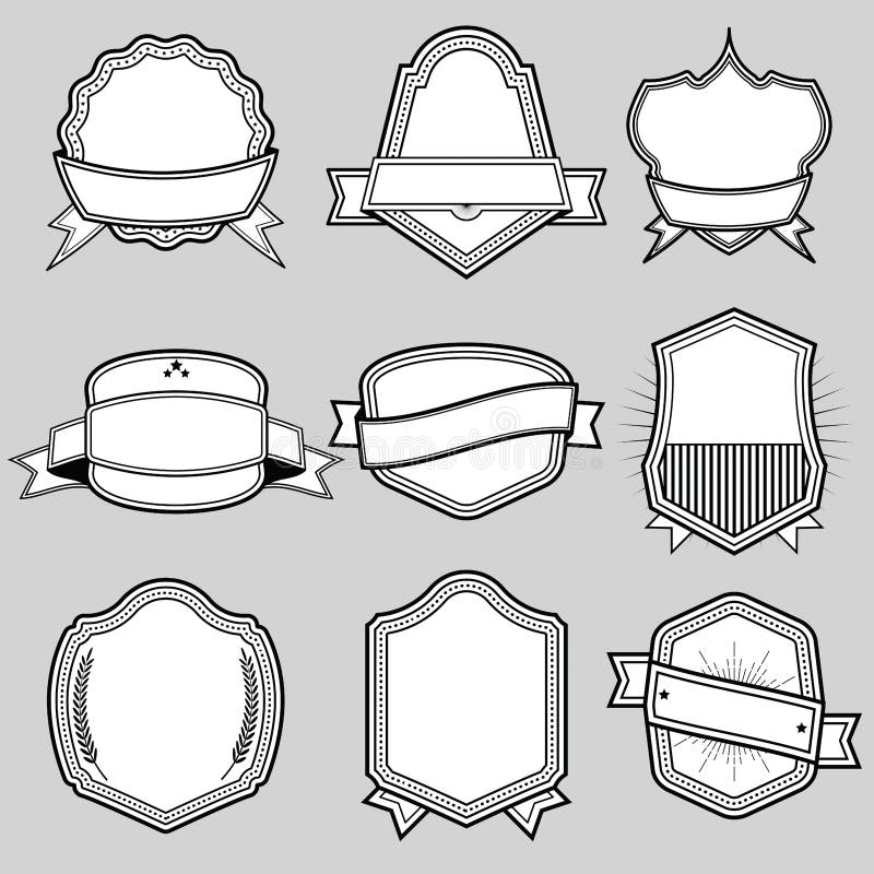 Set of Blank Frame Badges Ribbons and Labels Set 7. Vector Illus Stock ...