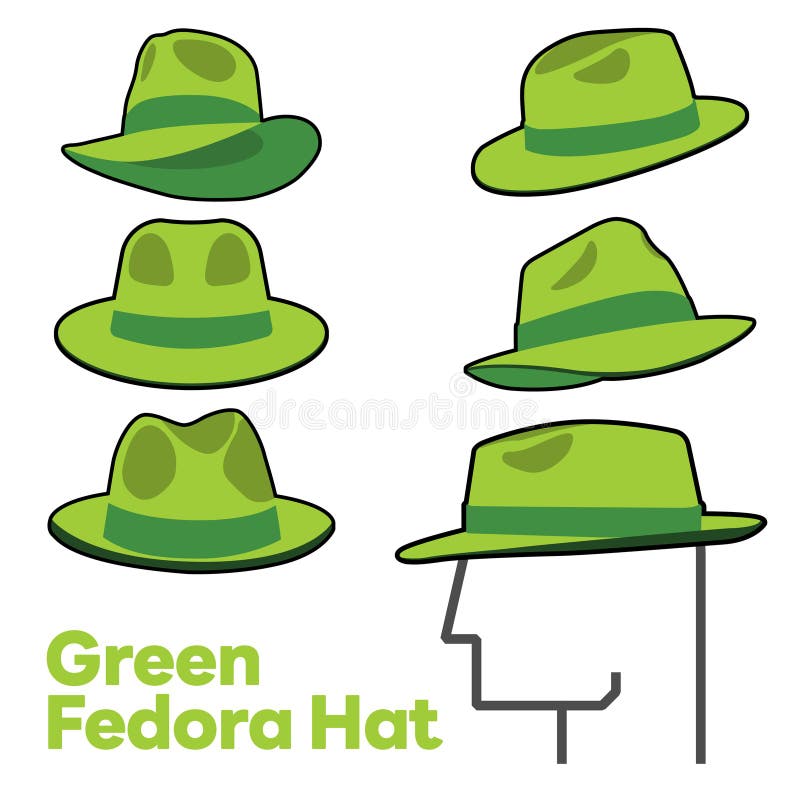 Set Blank Green Fedora Hat Vector for Template. Green Fedora Hat ...