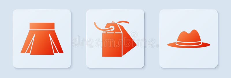 Set Blank Label Template Price Tag, Skirt and Man Hat with Ribbon ...