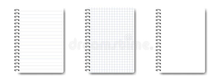 Set of Blank Lined, Squared and Empty Notebooks. Blank Notebook for ...