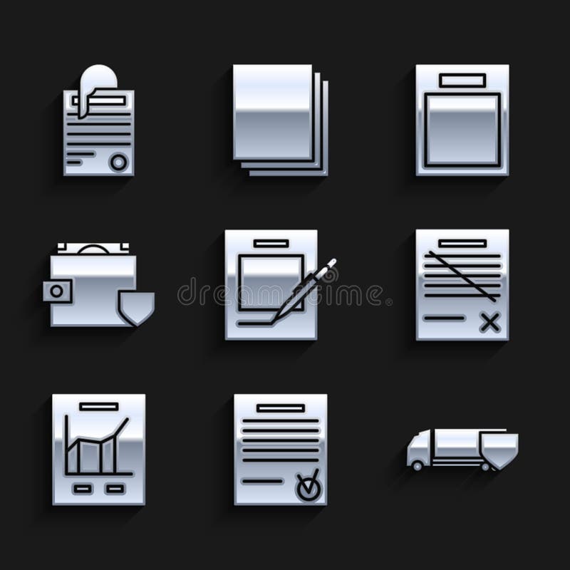 Set Blank Notebook and Pen, Confirmed Document Check Mark, Delivery ... Set Blank Notebook and Pen, Confirmed Document Check Mark, Delivery ...