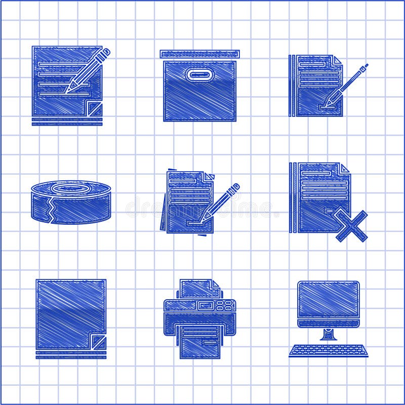 Set Blank Notebook and Pencil with Eraser, Printer, Computer Monitor ... Set Blank Notebook and Pencil with Eraser, Printer, Computer Monitor ...
