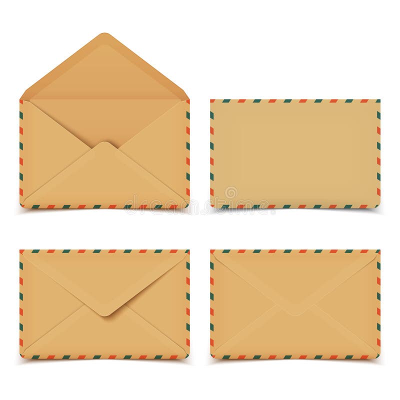 Blank Retro Vector Open Envelope Isolated on White Stock Vector ...