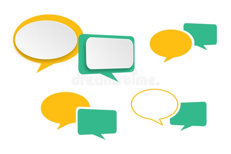 Set of Blank Orange and Green Speech Bubble Icon on White Background ...