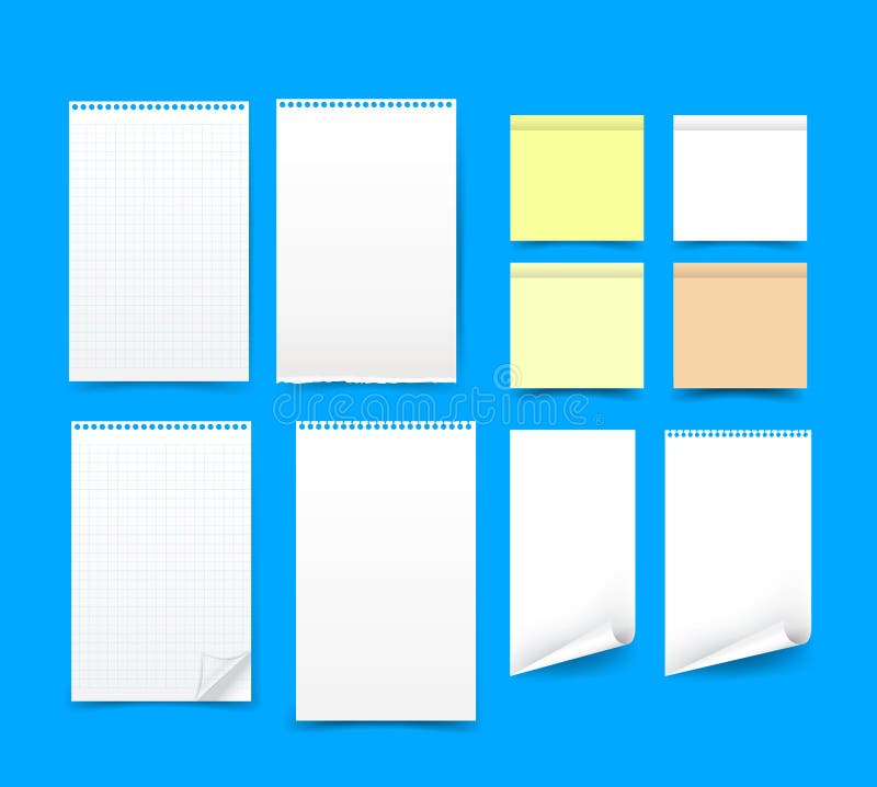 Set of Blank Paper on Blue Background Vector Illustration Eps 10 Stock ...