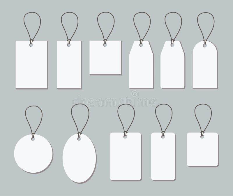 Set of Blank Paper Price Tag Labels with Cord Vector Illustration Stock ...