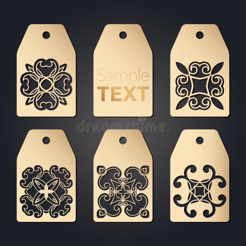 Set of Blank Paperwork Paper Tags, Labels, Stickers for Laser Cutting ...