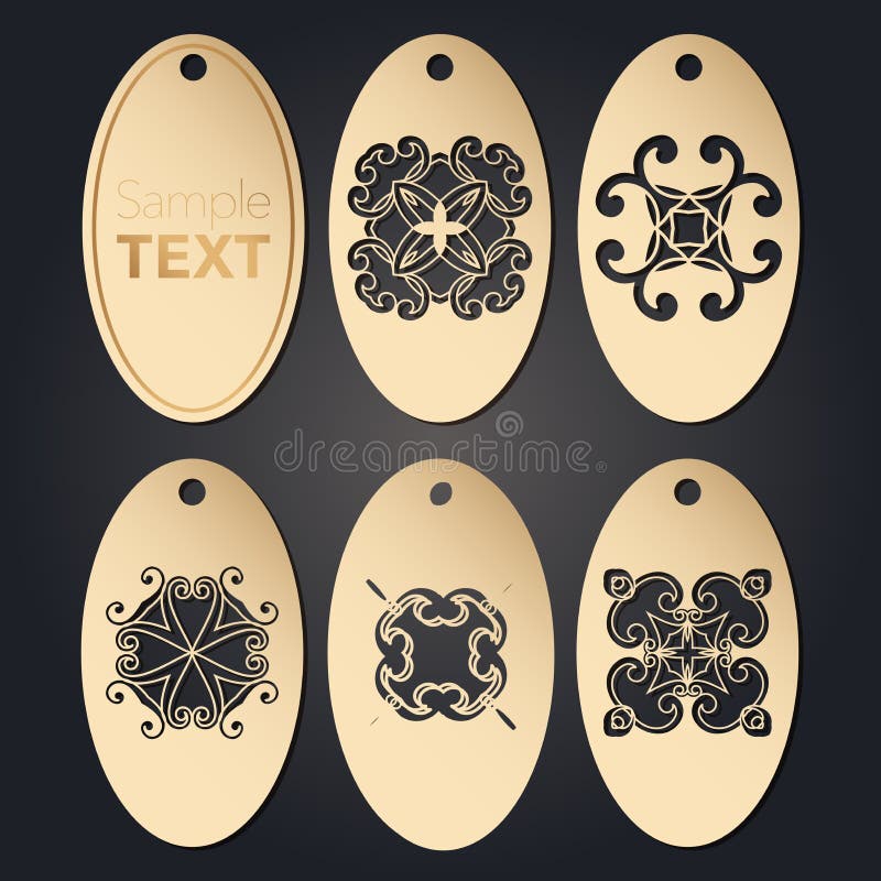 Set of Blank Paperwork Paper Tags, Labels, Stickers for Laser Cutting ...