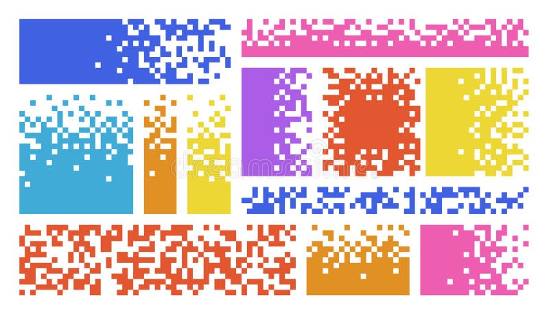 Set of Blank Pixelated Geometric Multicolor Shape. Colorful Broken ...