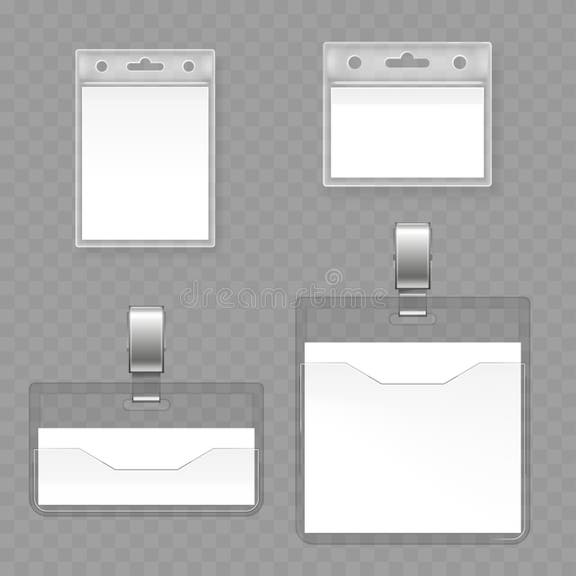 Set of Blank Plastic ID Card Holders. Vector Stock Vector ...