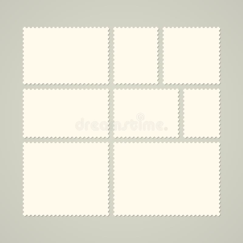 Blank Postage Stamps Collection. Sticky Paper Stamp. Vector ...