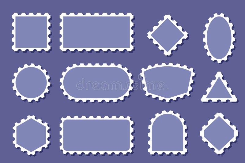 Set of Blank Postage Stamps in Various Geometric Shapes Stock Vector ...