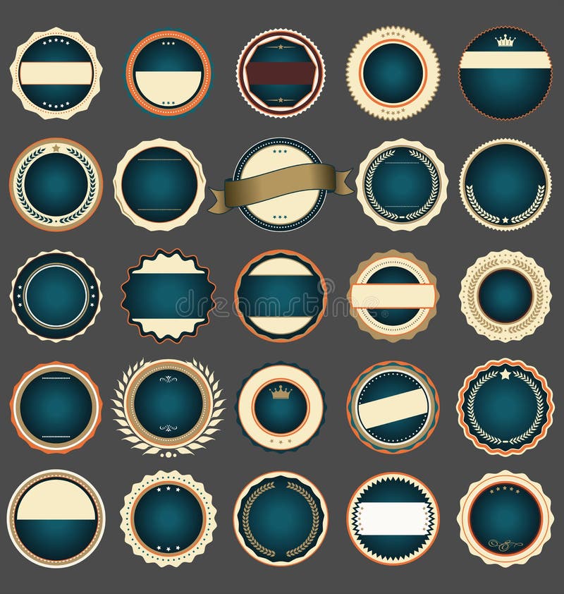 Set of Blank Retro Vintage Badges Stock Illustration - Illustration of ...