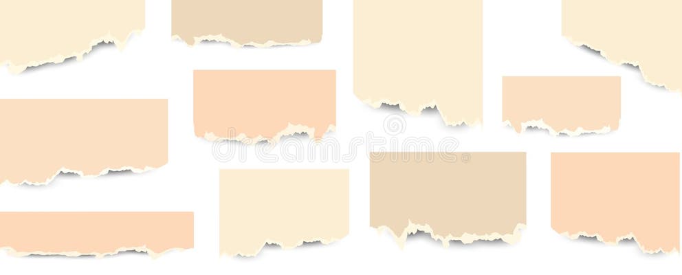 Set of Blank Ripped Paper Notes. Empty Memo Templates with Rough Edges ...