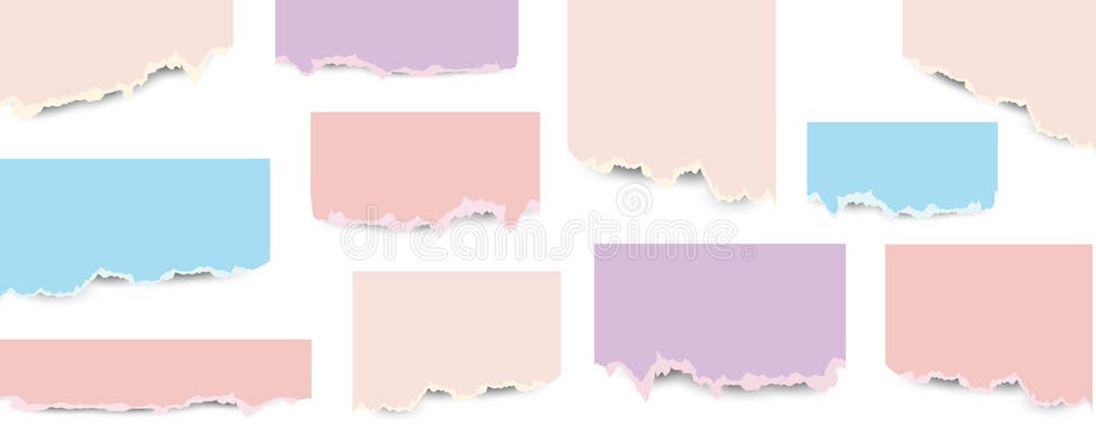 Set of Blank Ripped Paper Notes. Empty Memo Templates with Rough Edges ...