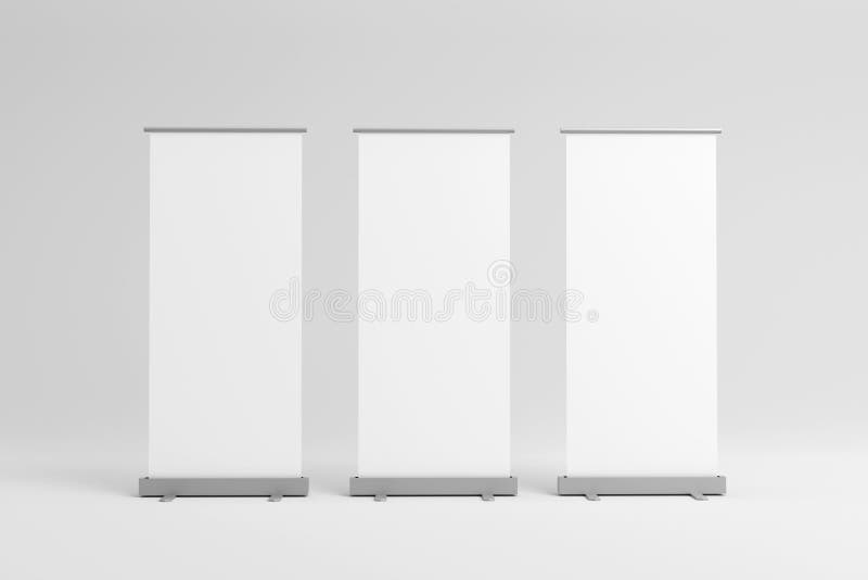 Set of Blank Roll-up, Pop-up or Pull-up Banner Stands. 3d Render Stock ...