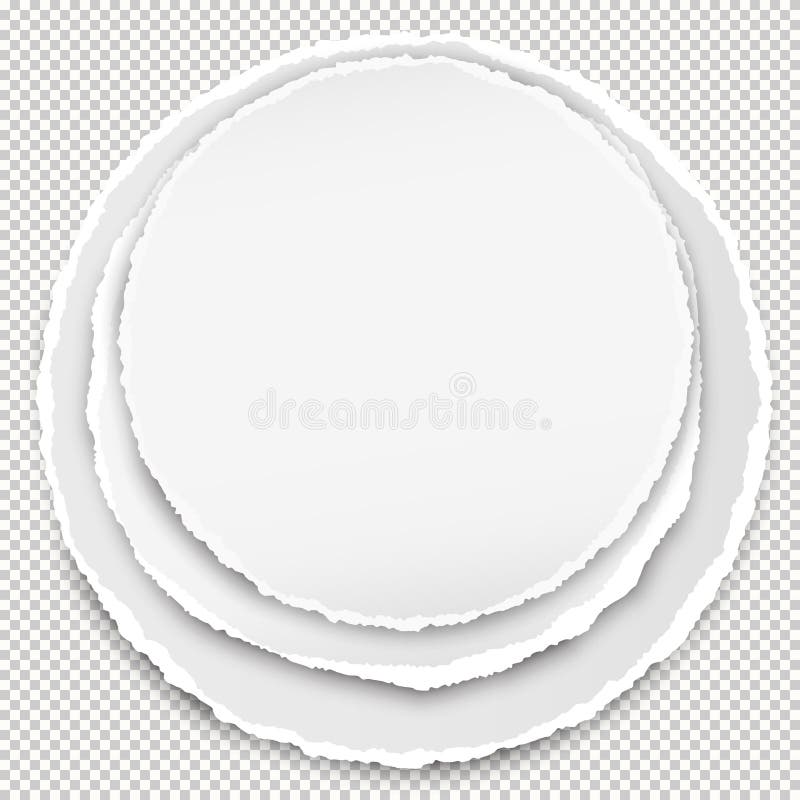 Set Of Blank Round Paper With Torn Edges In Center Of Squared ...