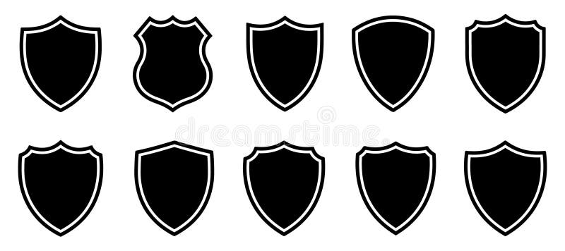 Set of Blank Shield Icons for Design Projects Stock Vector ...