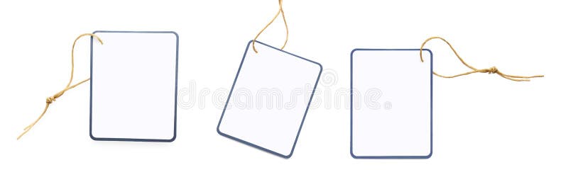 Set with Blank Tags on White Background, Top View. Banner Design Stock ...
